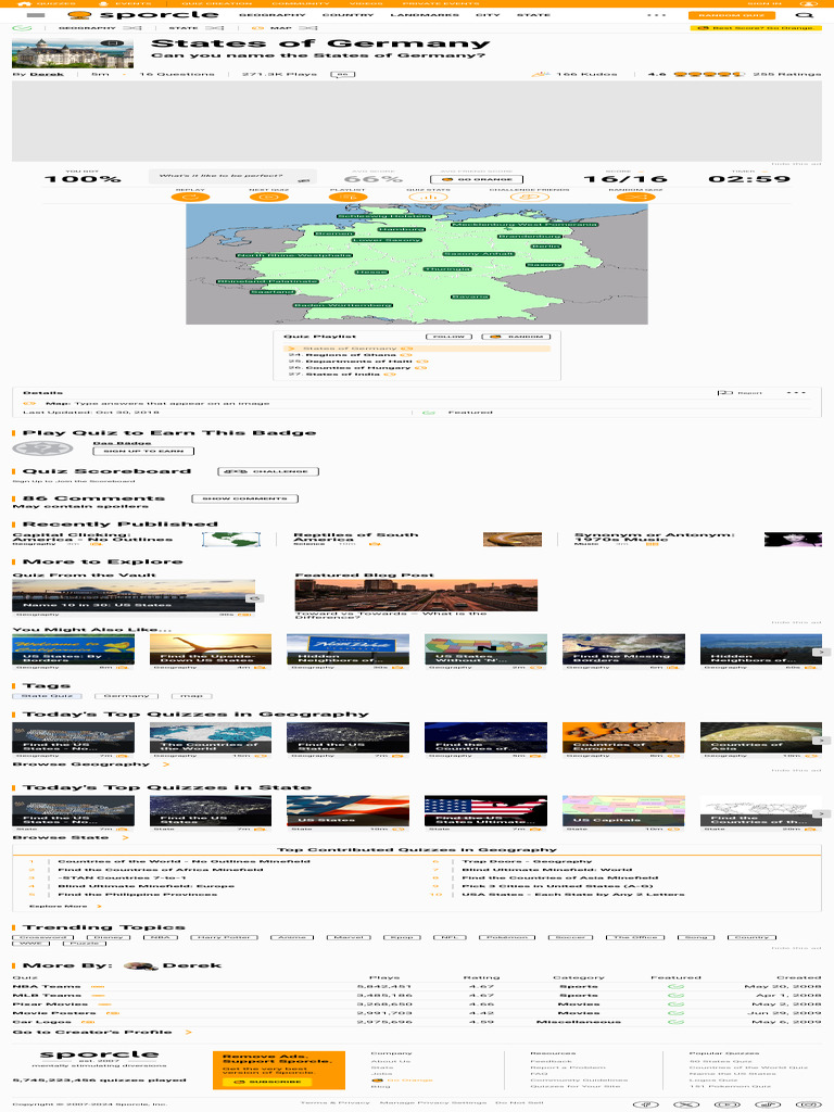 States of Germany Map Quiz | PDF | Websites | Quiz Games