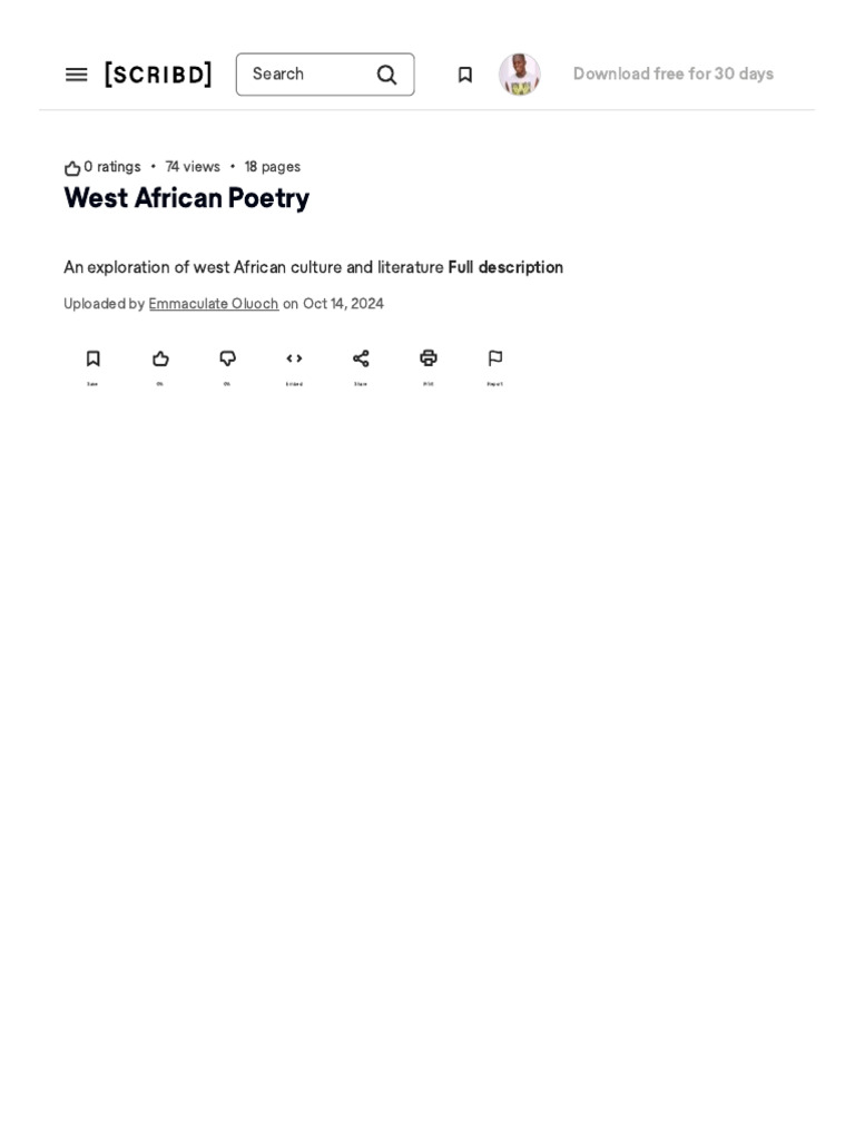 West African Poetry - PDF - Poetry - Classics | PDF | Scribd | Written ...