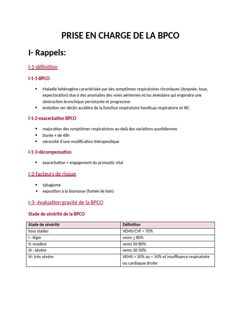 Prise en charge de la BPCO : Guide complet | PDF | Bronchopneumopathie ...
