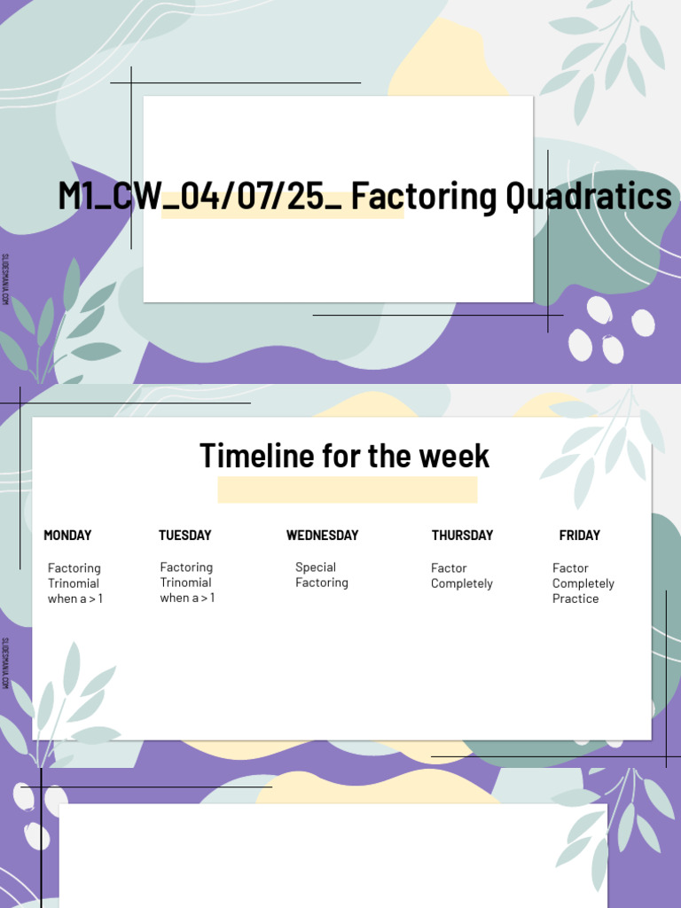 25 - Factoring Quadratics | PDF