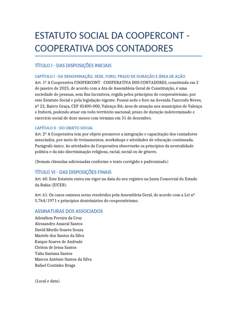 Estatuto_Coopercont_COMPLETO_FINAL | PDF