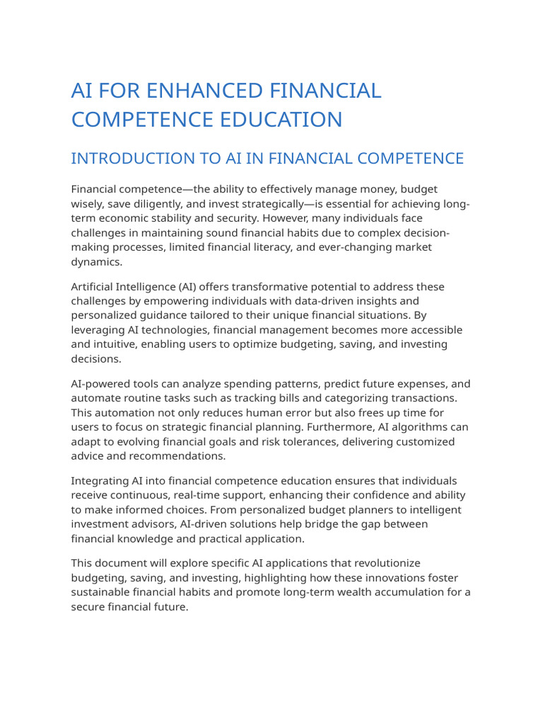 AI-Powered Financial Competence Proposal | PDF | Artificial ...