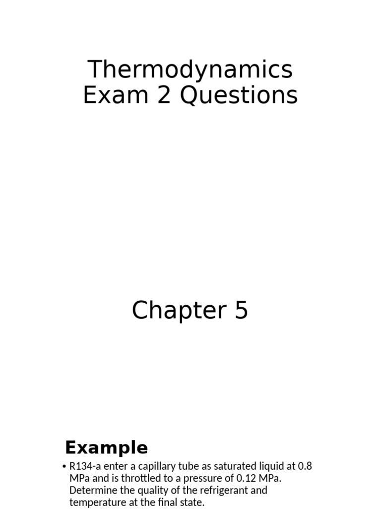 Thermodynamics Exam 2 Questions Pdf Heat Gases