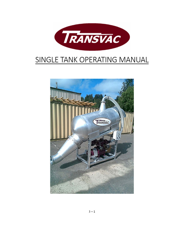 Single Tank Operating Manual 11-17 | PDF | Pump | Valve