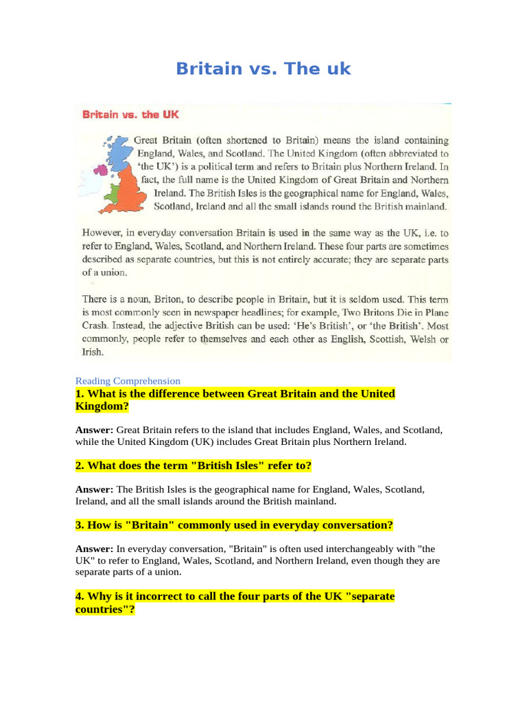 1 Britain Vs The UK | PDF
