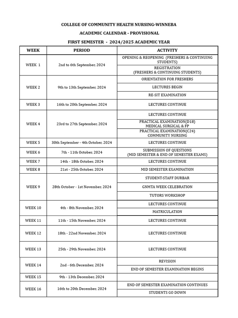 Academic Calendar 2024 - 2025 1st Sem - Provisional | PDF | Academic Term