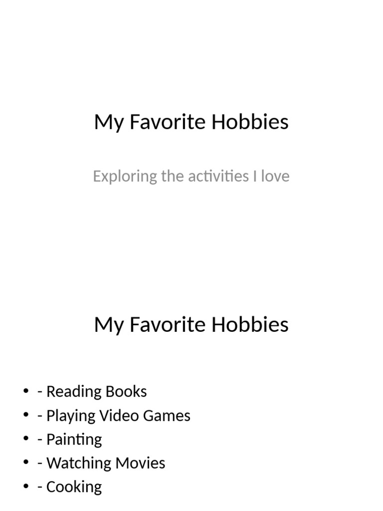 My Favorite Hobbies Presentation | PDF