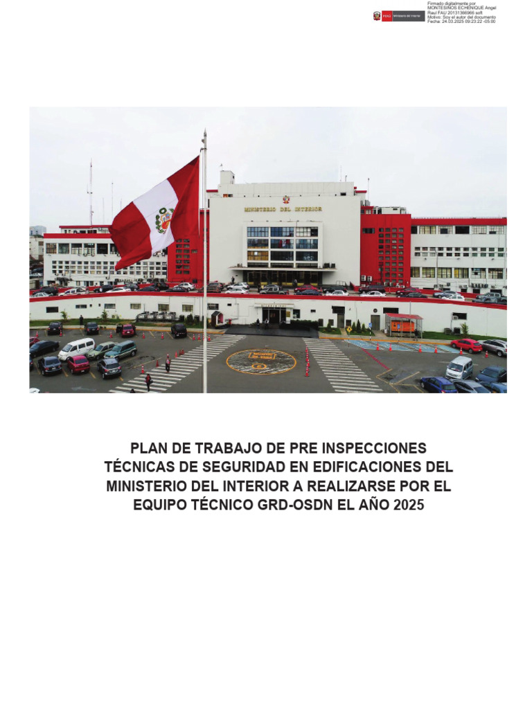 Plan de Trabajo Pre Inspecciones Tecnicas GRD Osdn 2025 Completo 21mar F | PDF | Gobierno