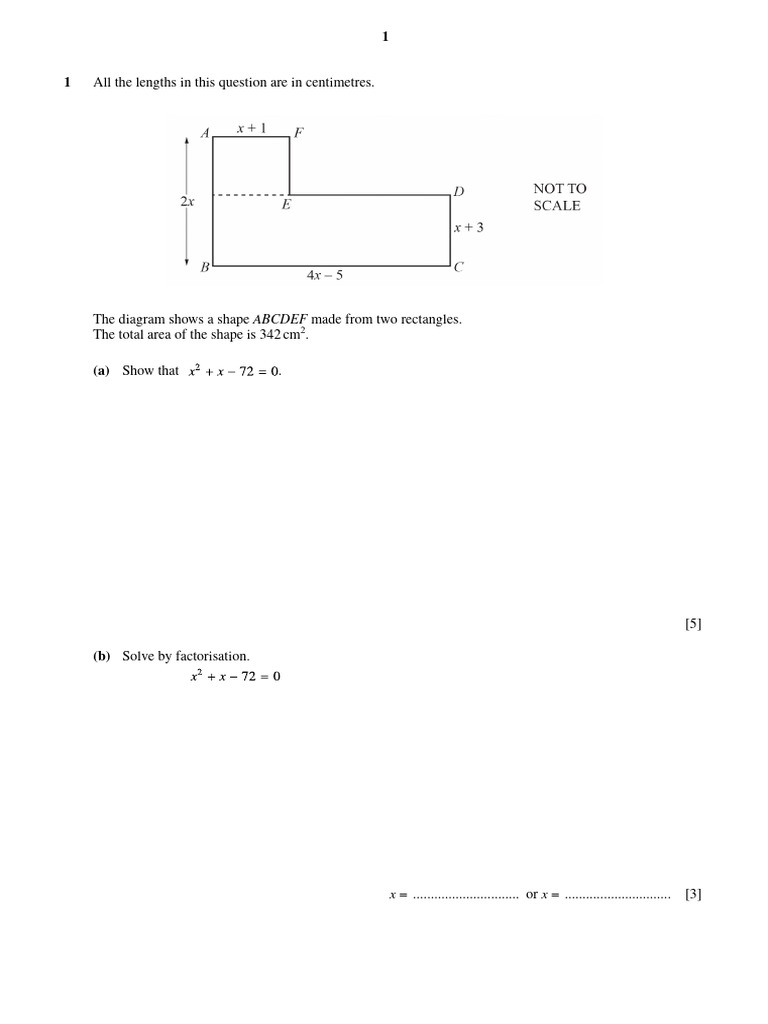 Algebraic Manipulation - Exam-Style Questions | PDF | Area | Volume