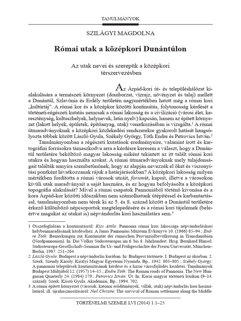 Romai Utak A Kozepkori Dunantulon Az Uta | PDF