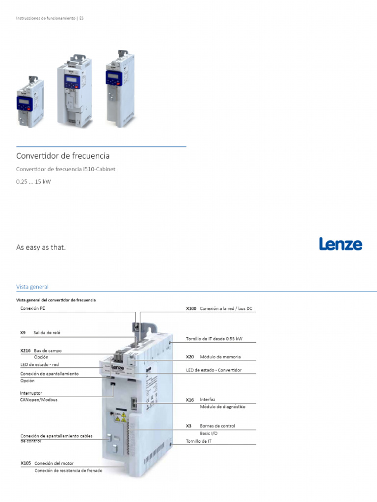 Lenze I510 Cabinet Frequency Inverter Instrucciones de Operación ...