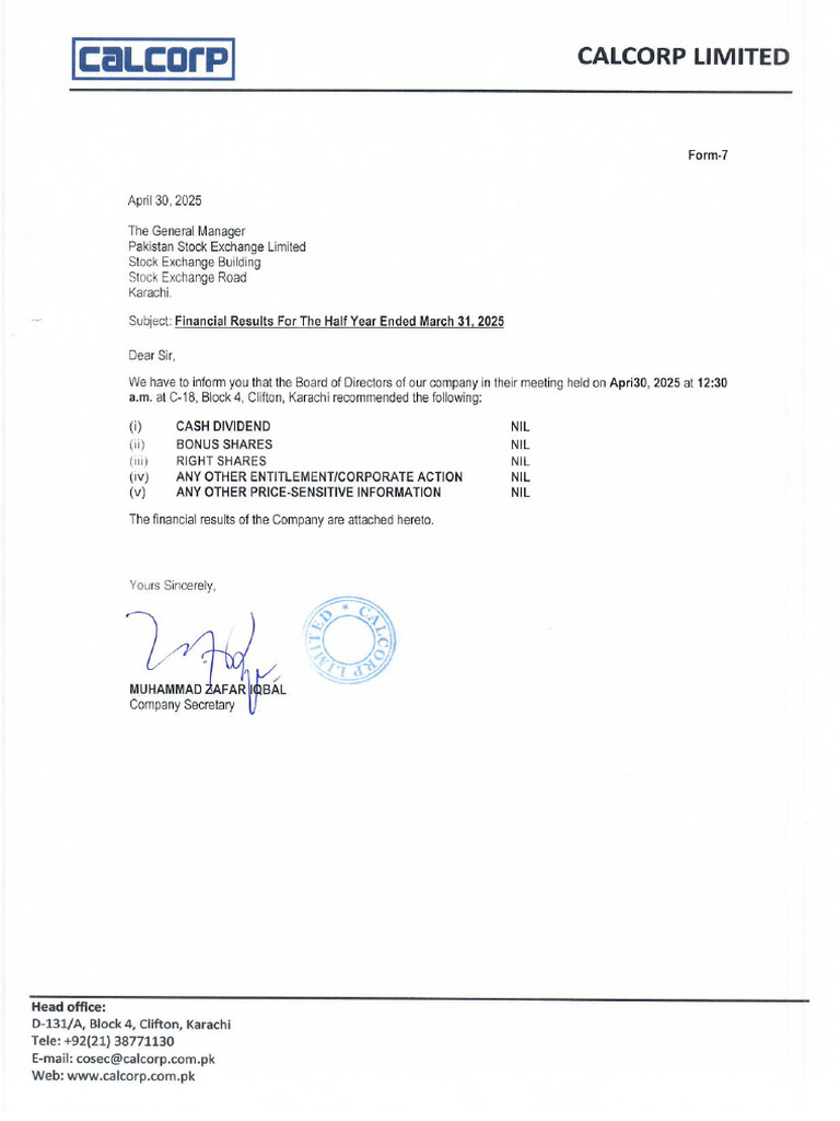 Calcorp-Q1 2025 | PDF