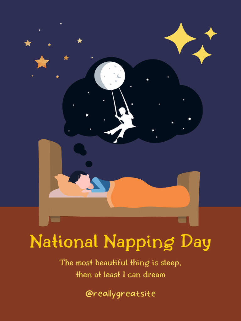 Sweet Dream Man Illustration National Napping Day Poster | PDF