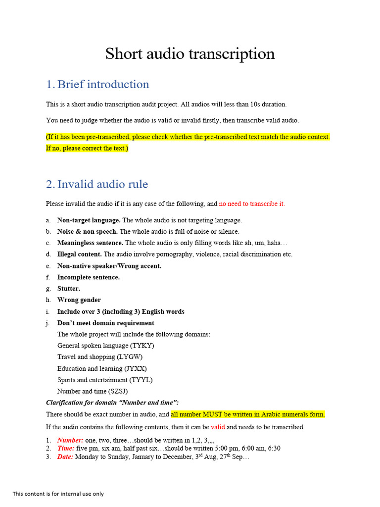 Short Audio Transcription Guideline | PDF | Linguistics | Human ...