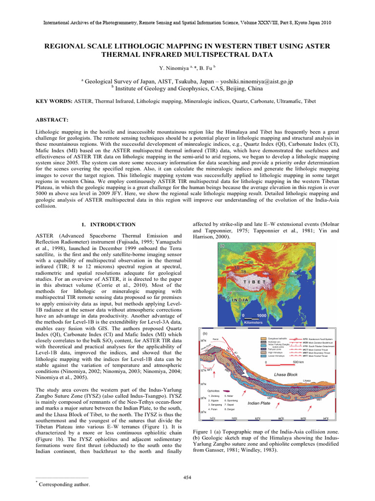 Regional Scale Lithologic Mapping in Western Tibet Using Aster | PDF | Geology | Earth Sciences