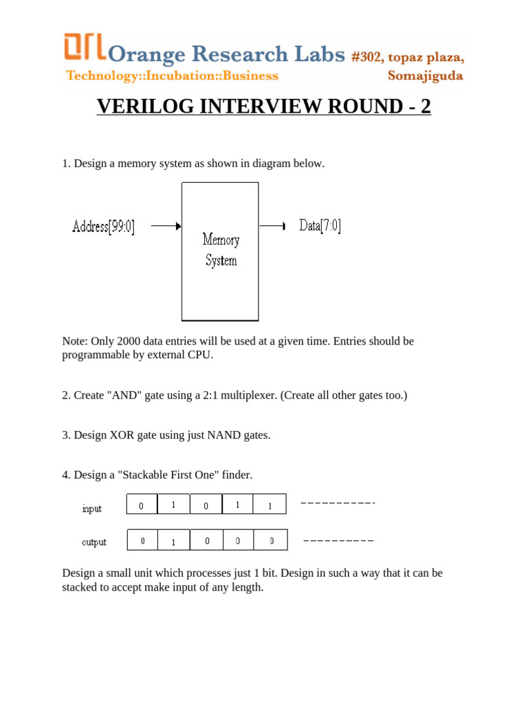 VERILOG INTERVIEW ROUND-1 | PDF