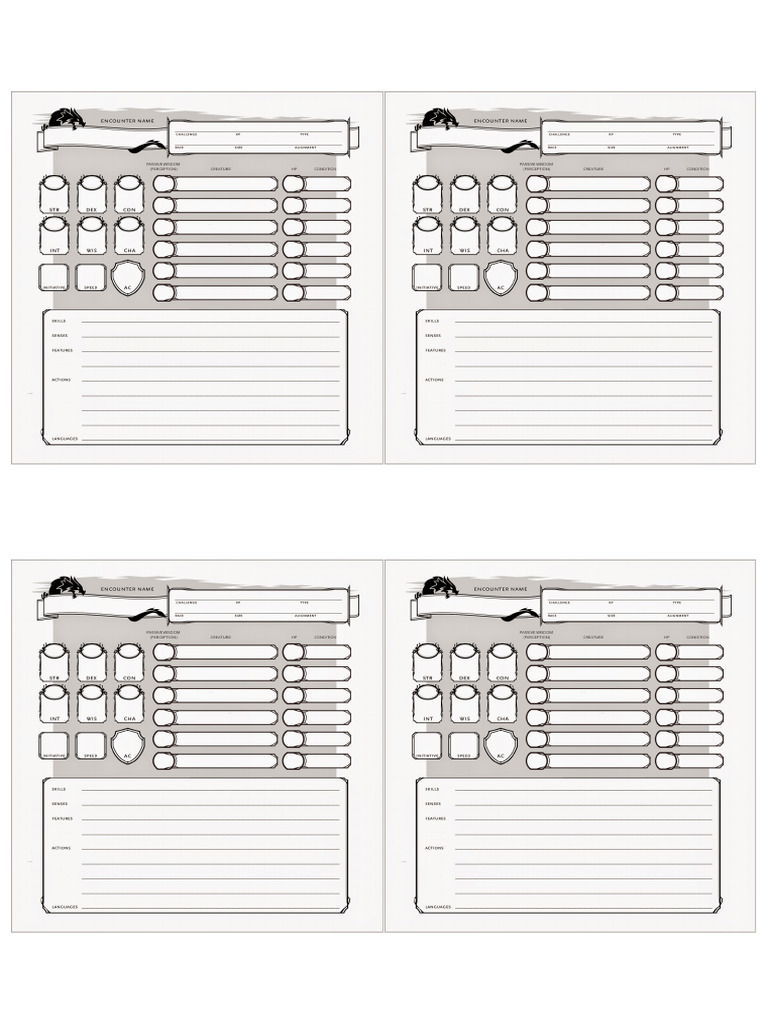 D&D 5 Combat Tracker Card | PDF