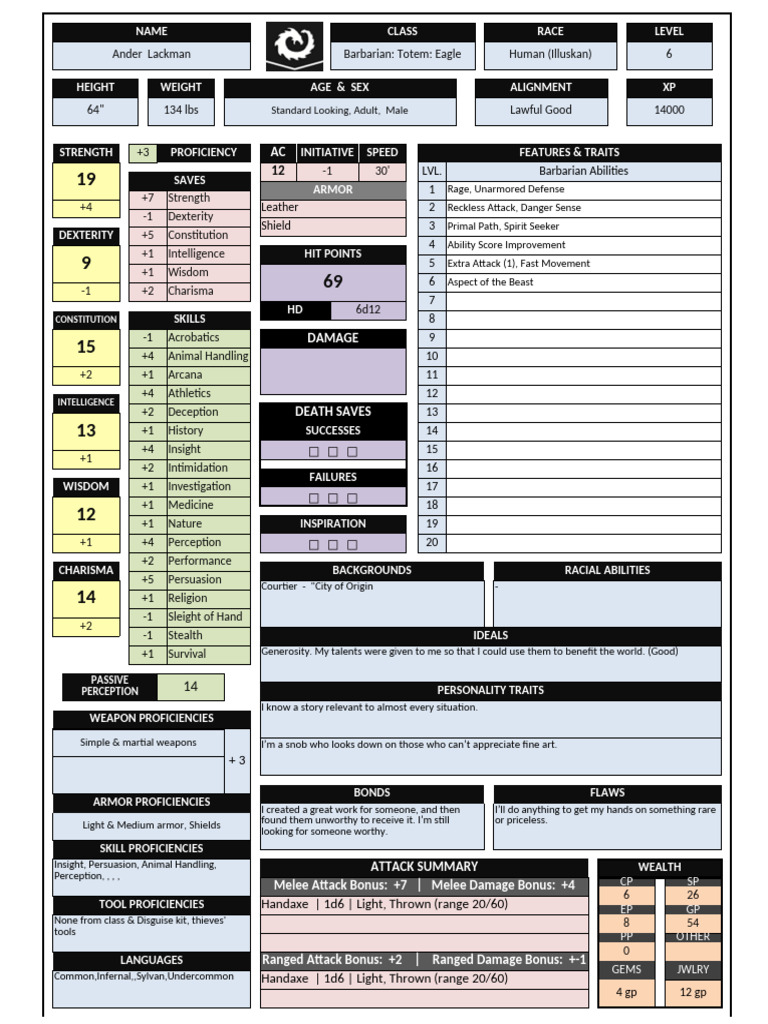 DND 5e Random Character Generator v97 | PDF | Dungeons & Dragons | Gary ...