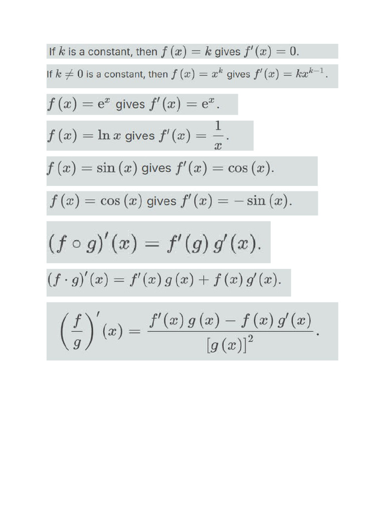 Differentiation Rules | PDF