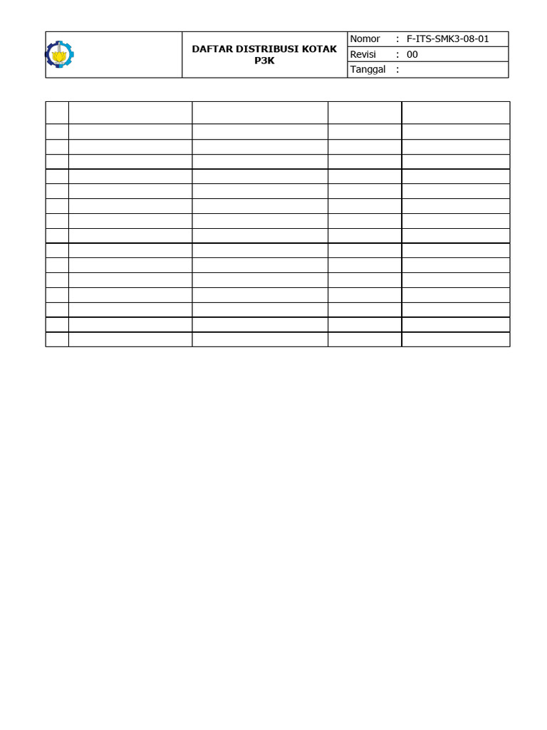 Contoh Daftar Distribusi Kotak P3K | PDF