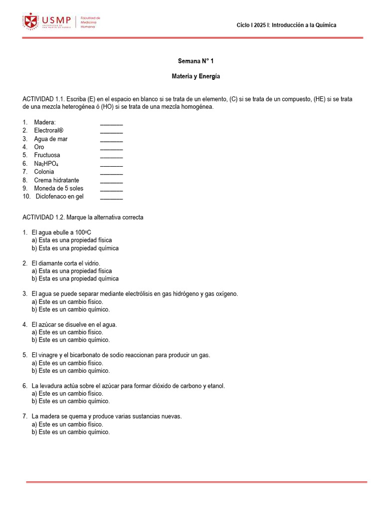 Int Qui S1 Ejercicios | PDF | Agua | Dióxido de carbono
