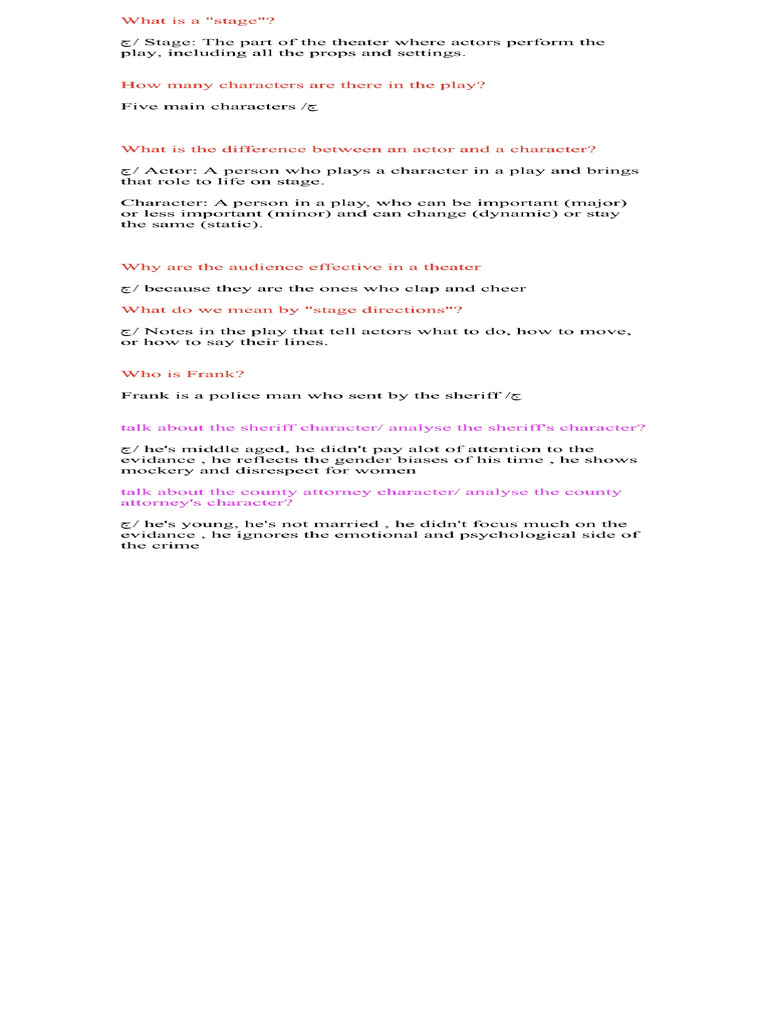 Trifles Quizzes | PDF