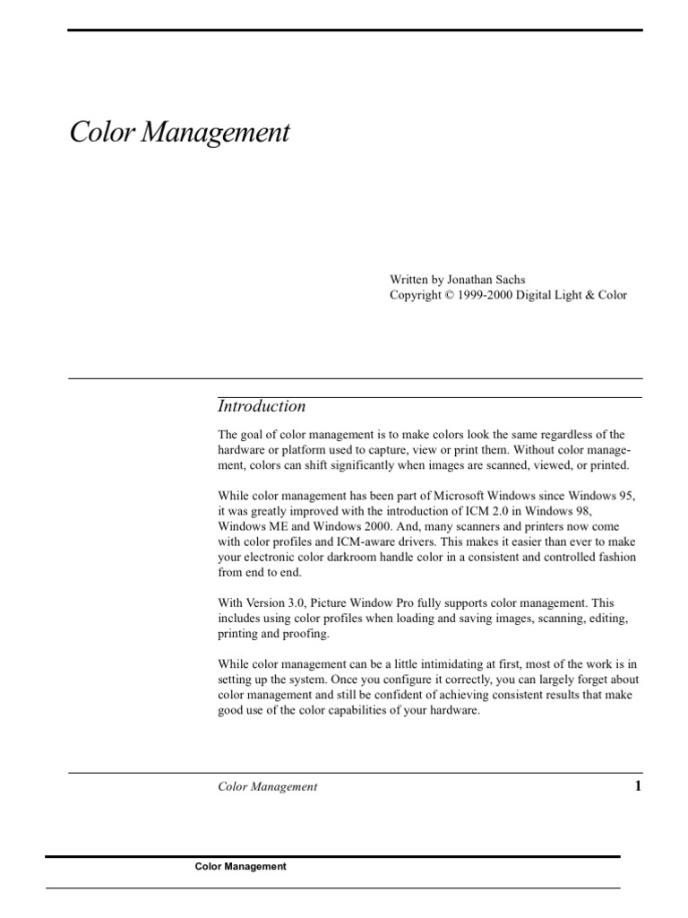 Color Management | PDF | Rgb Color Model | Image Scanner