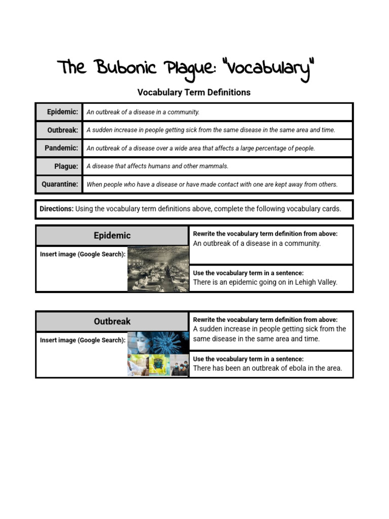 Hicel Paredes Jimenez - The Bubonic Plague - Vocabulary | PDF ...