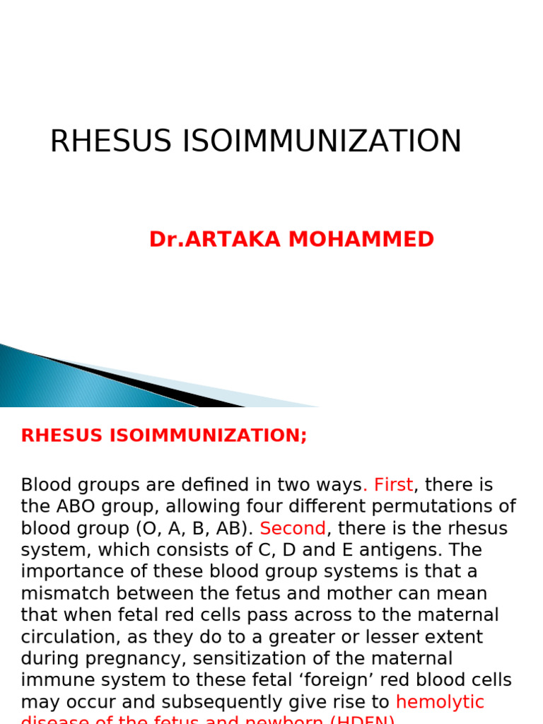 Lecture 10 RHESUS ISOIMMUNIZATION | PDF | Blood Type | Maternal Health