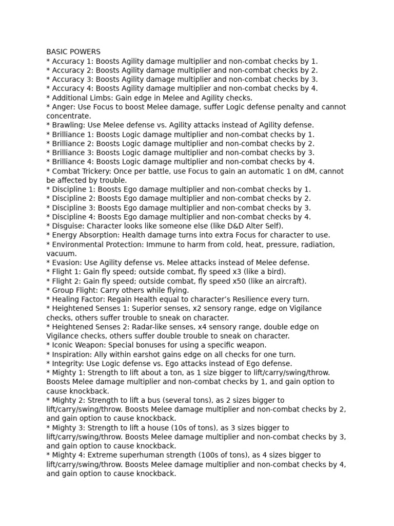 Marvel Multiverse Power List | PDF | Telepathy | Weather