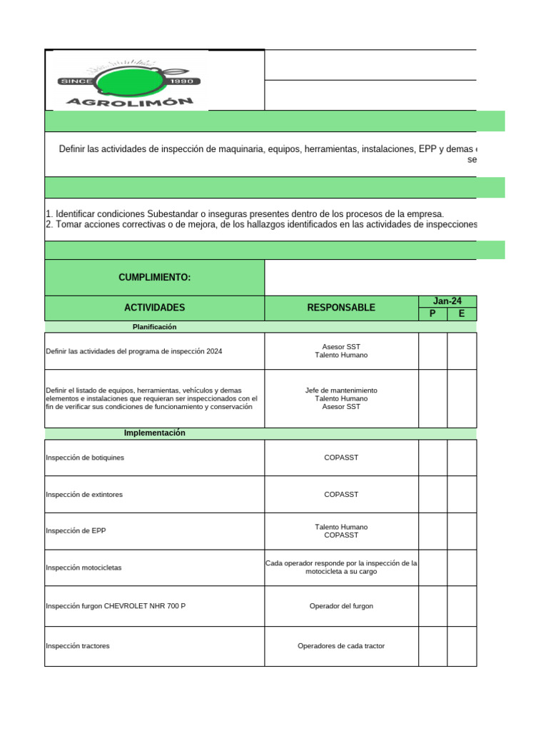 PROGRAMA DE INSPECCION | PDF