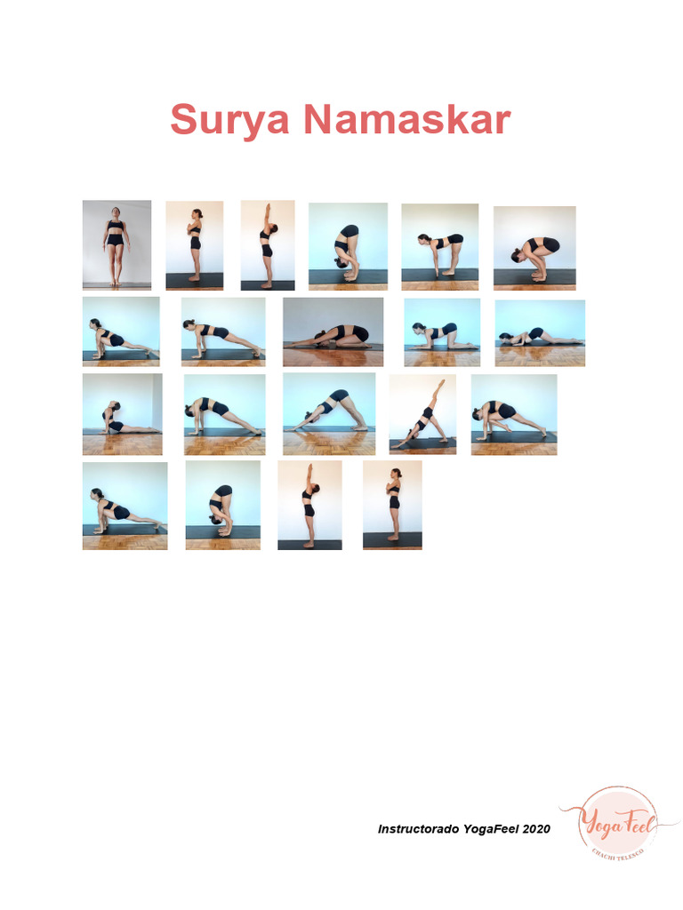 1 - SURYA NAMASKAR - Saludo Al Sol | PDF | Asana | Rodilla