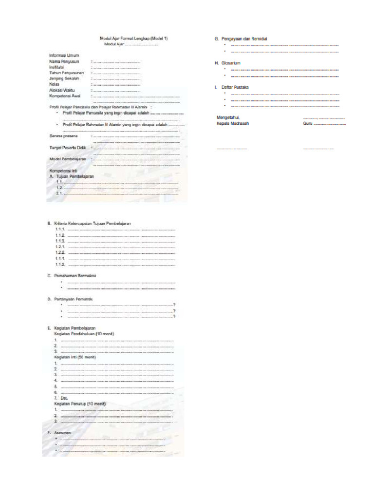 Format Modul Ajar Model Lengkap1 | PDF