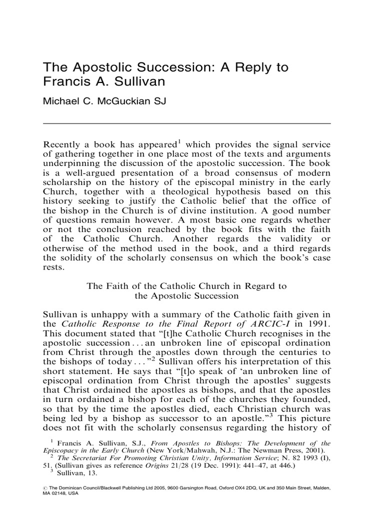 The_Apostolic_Succession_A_Reply_to | PDF | Catholic Church | Bishop