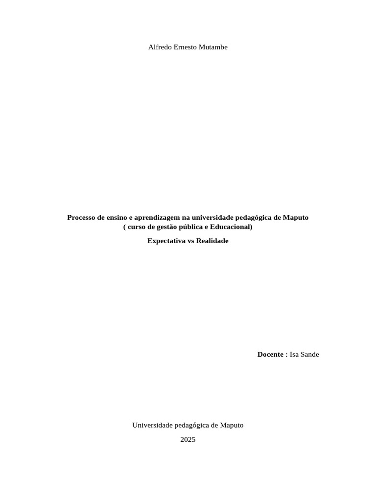 Trabalho Alfredo Formatado | PDF | Pedagogia | Aprendizado