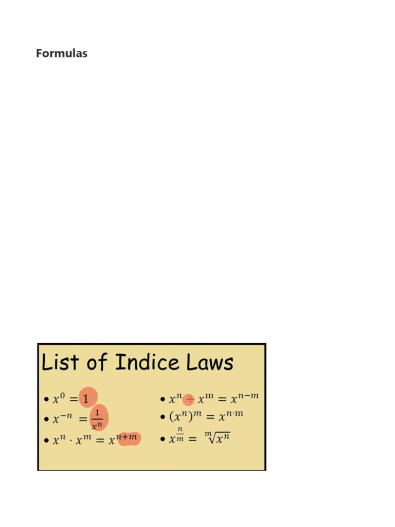 Law of Indices - Math Igcse Notes | PDF