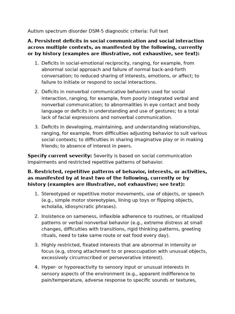 Autism Spectrum Disorder DSM | PDF | Autism | Mental Disorder