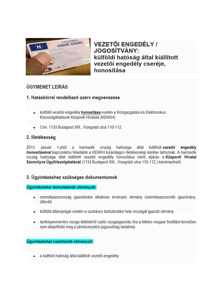 Vezetői Engedély | PDF