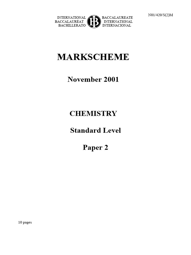 Chemistry Paper 2 TZ1 SL Markscheme | PDF | Ionic Bonding | Chemical Polarity