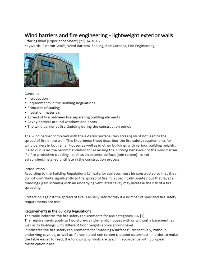 Wind Barriers and Fire Engineering - Lightweight Exterior Walls | PDF | Wall | Building Engineering