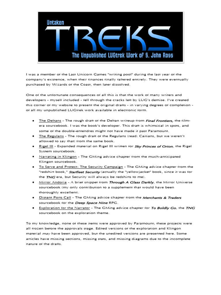 Star Trek Untaken Treks | PDF | Klingon | United Federation Of Planets