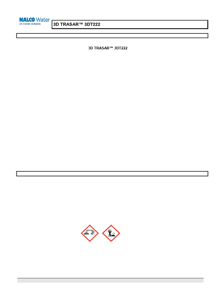 FDS Nalco 3DT222 (2017) Un3264 | PDF | Reciclaje | Residuos