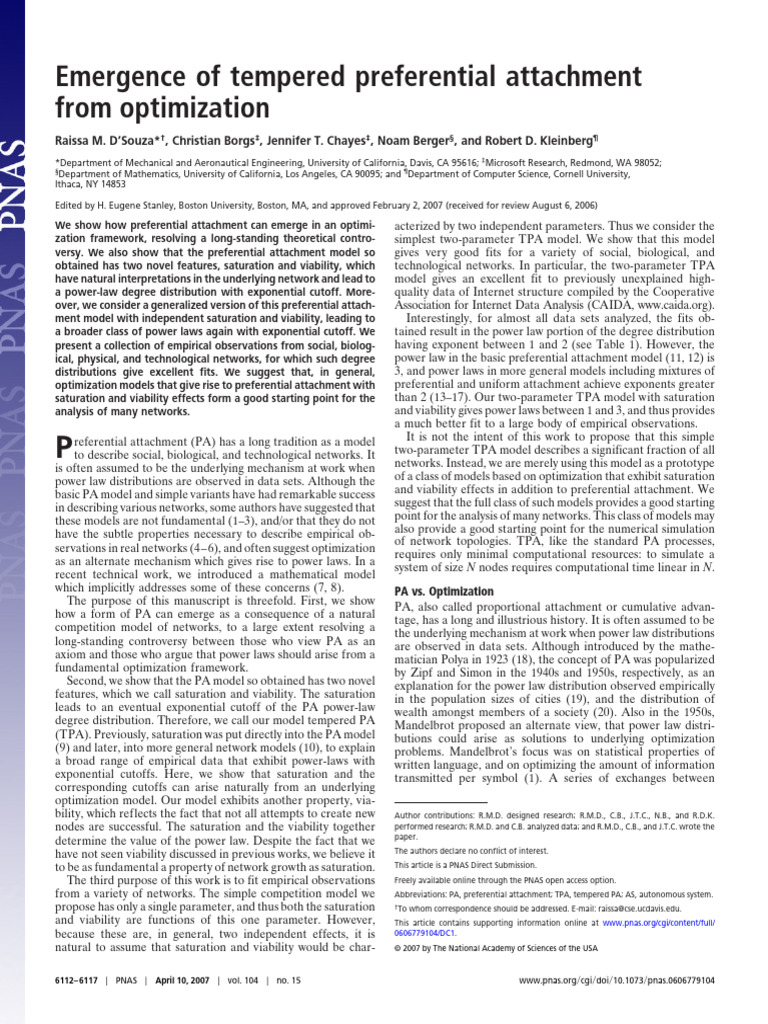 DSouza07 Emergence of Tempered Preferential Attachment From ...