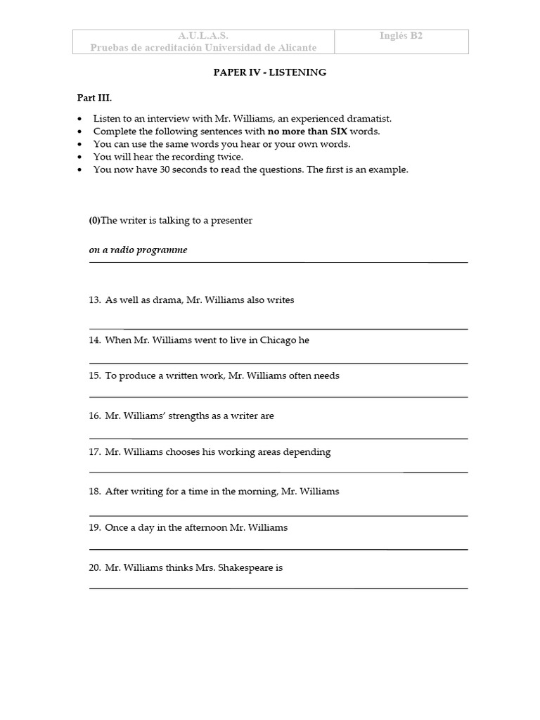 Example Listening Task 3 | PDF
