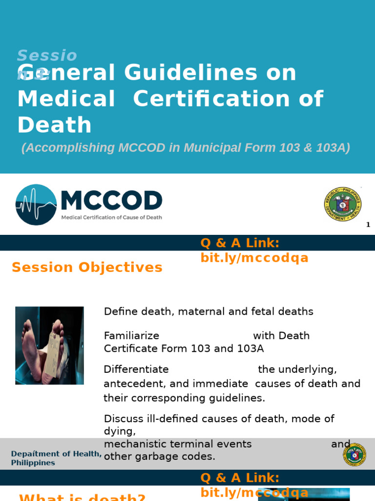 MCCOD - Understanding - General Guidelines MCCOD | PDF | Pneumonia | Death