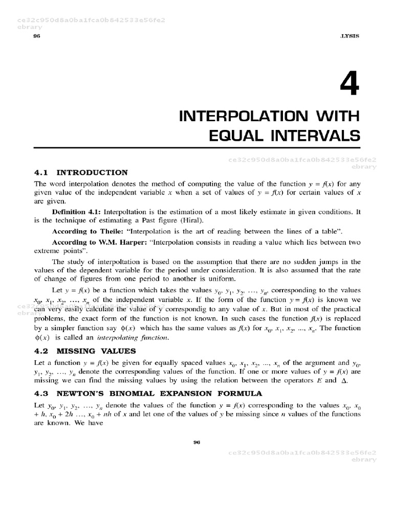 Numerical_Analysis_Chapter_4_Interpolation_with_Equal_Intervals | PDF | Fair Use | All Rights ...