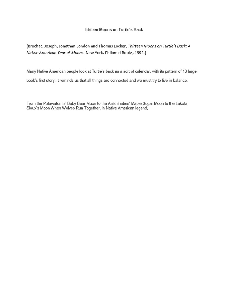 Thirteen Moons On Turtle | PDF