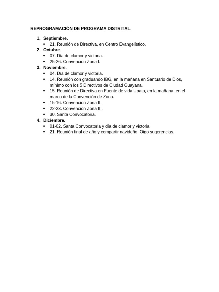 Reprogramación de Programa Distrital | PDF