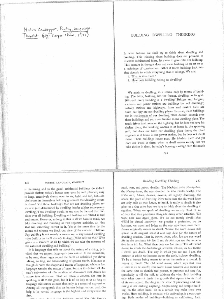 Heidegger - Building Dwelling Thinking | PDF