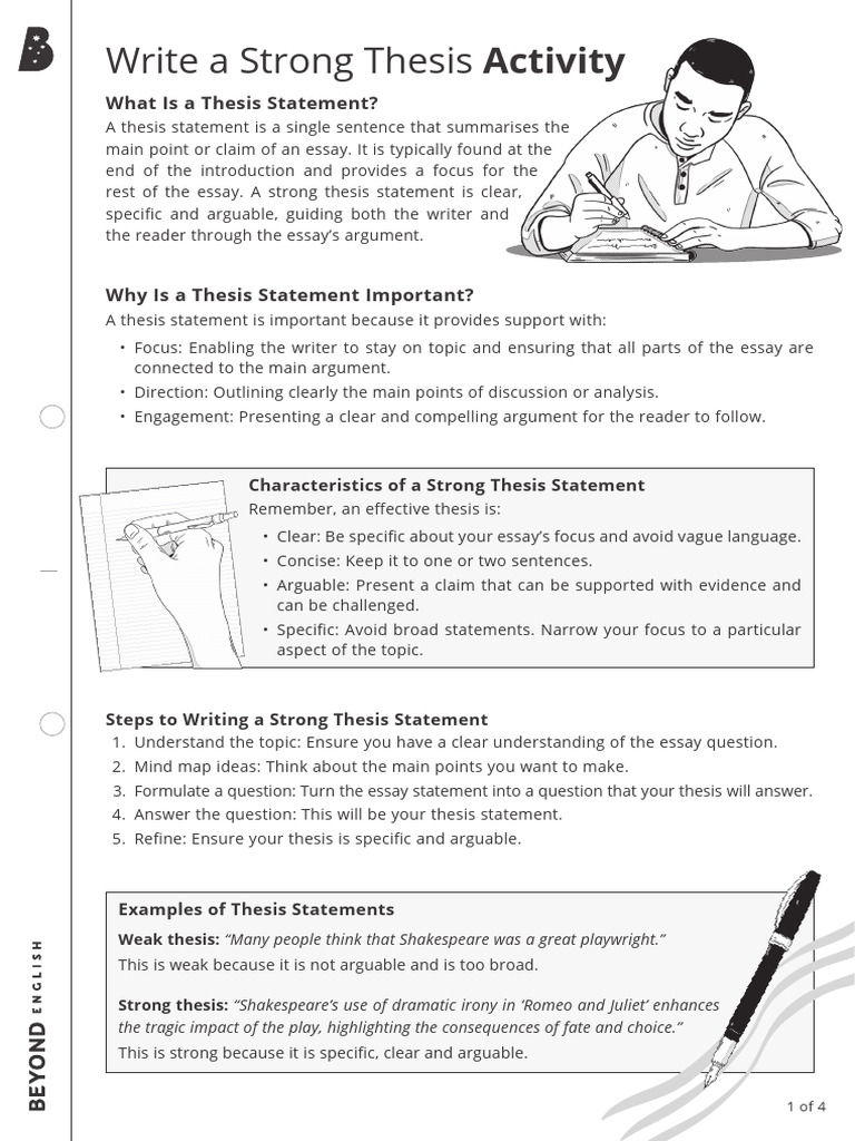 Write A Strong Thesis - Activity Sheet | PDF | Essays